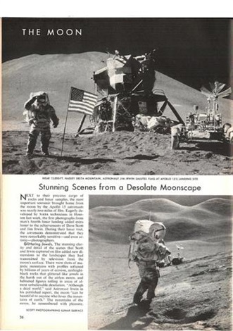 Apollo 15 Stunning scene from a desolate moonscape David Scott taking photographs in the Hadley ...